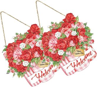 NUOBESTY 2 Stück Valentinstag Holz Türschild Rustikale Holzdeko zum Aufhängen Wetterfestes Türschild mit Herzmotiv für Veranda Wohnzimmer Hochzeit und Valentin