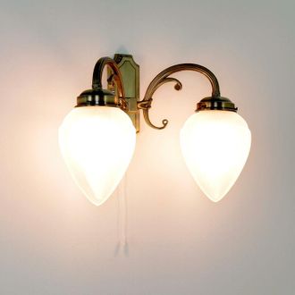 Licht-Erlebnisse L&auml;ngliche Wandlampe mit Glasschirm Bronze farben