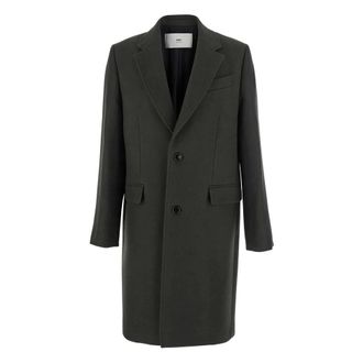 Ami Anthrazit Einreihiger Mantel - - Coats - Herren - Grau - XL