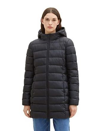 Tom Tailor Denim TOM TAILOR Denim Manteau matelassé léger avec Capuche pour Femme, 14482-noir Profond, XS Dames