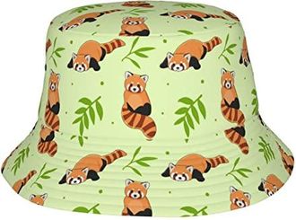 Generic Anti-UV Chapeau de Soleil Feuilles de Panda Roux Pecheur Chapeaux Imprimé Bobs Homme pour Femmes Plage Été