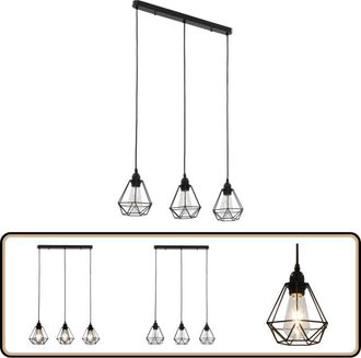 vidaXL Vidaxl - Deckenleuchte mit Diamant-Design Schwarz 3 x E27 Glühbirnen - Metalldeckeleuchte - Deckenleuchte Schwarz - Designerleuchte