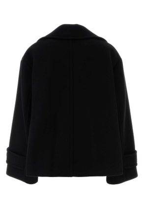 Chlo&eacute; Wool Blend Double-Breasted Coat - Black