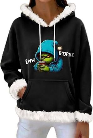 Generic Le Grinch Sweat Femme A Capuche Femmes Chaud Pulls Deguisement Pull Pilou 2025 Pyjama Adulte Moche Sweatshirts Hiver The Noel Christmas Noël Costume V