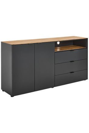 Novel Sideboard, Anthrazit, Eiche, Metall, 2 F&auml;cher, 3 Schubladen, 160x82x42 cm, stehend, Wohnzimmer, Kommoden & Sideboards, Sideboards