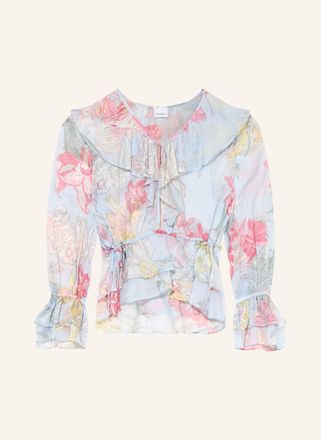 Comma Comma Blusenshirt Mit Volants blau