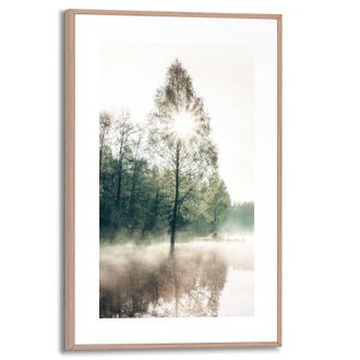 Reinders Gerahmtes Bild, Sonne durch die B&auml;ume, Wohnzimmer, Bilder, Wanddeko, Room Decor, MDF, Gr&uuml;n, 30 x 20