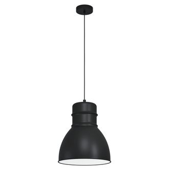 Eglo Pendelleuchte Ebury, 1 flammige H&auml;ngelampe industrial, skandi, H&auml;ngeleuchte aus Metall in Schwarz, Wei&szlig;, Esstischlampe, Wohnzimmerlampe h&auml;ngend mit E2