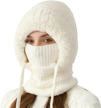 Generic &Eacute;charpe &agrave; capuche - Couvre-visage chaud, chapeaux dhiver pour femme, couvre-visage chaud dhiver et cache-cou pour activit&eacute;s de plein air, bonnet avec 