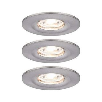 Paulmann 94301 Nova Mini LED Einbauleuchte Coin 3er Set rund starr 3x4W Deckeneinbaustrahler Eisen gebürstet Einbaulampe Aluminium Warmweiß 2700K