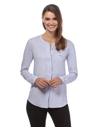 Vincenzo Boretti Bluse, gerade geschnitten, Rundhals, verdeckte Knopfleiste eisblau XL