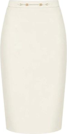 Elisabetta Franchi Jupe en cr&ecirc;pe stretch avec logo Morsetto Gioiello - Femme - Jupes - Beige - Taille: 44 FR