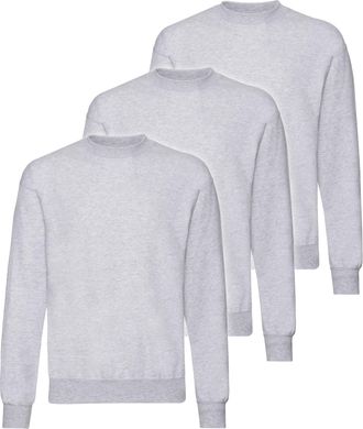 Fruit Of The Loom 3er Pack Classic Set-In Sweat Herren, NEU, Farbe:Graumeliert, Gr&ouml;&szlig;e:2XL