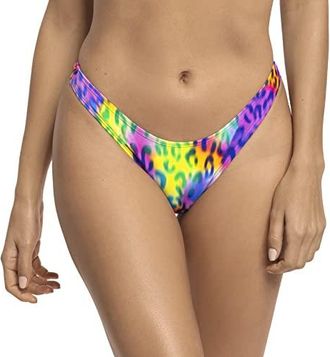 Relleciga Femme Bas de Maillot de Bain High Cut Thong Bottom Neon Léopard S