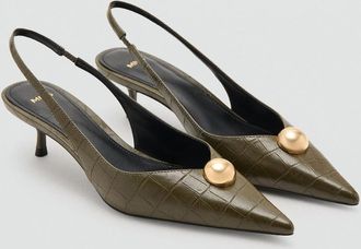 Mango Chaussures cuir effet croco kaki - Femme - 35 - MANGO