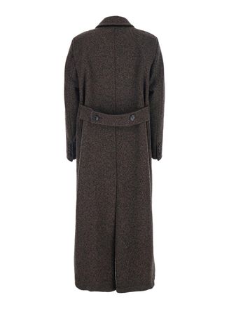 Max Mara Womens Brown Double-Breasted Coat With Peak Revers Virgin Wool