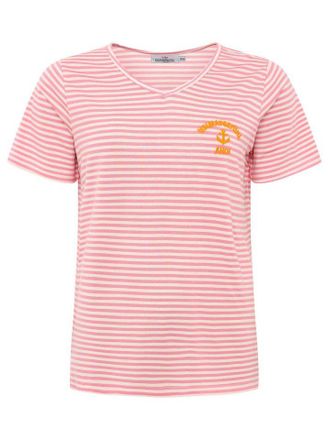 Zwillingsherz T-Shirt Heimatgef&uuml;hl V-Neck, gestreift, kleines Motiv gestickt mit Anker