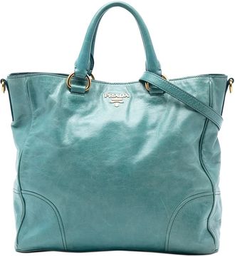 Prada Hobo Bags - Vitello Shine Satchel - Gr. unisize - in Blau - f&uuml;r Damen