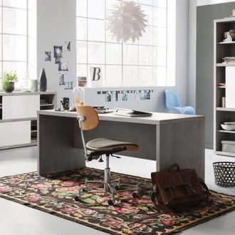 Composad Bureau en Bois Gris Effet Ciment Design Moderne 180x69cm Pratico