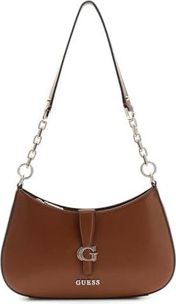 Guess Femme Carrie Top Zip Shoulder Bag Sac &agrave; bandouli&egrave;re, Cognac, Taille Unique
