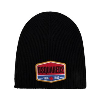 Dsquared2 Schwarze Baumwollm&uuml;tze - Tag Patch - - Accessories - Herren - Schwarzk - ONE SIZE
