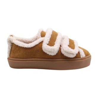 INUIKII Baskets basses en shearling &agrave; velcro - Femme - Chaussures - Brun - Taille: 39 EU
