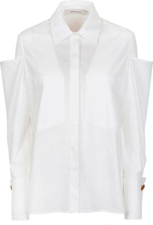 Emma & Gaia Femme, Blouses et Chemises, Blanc, Taille: 44 FR Chemise Popeline D&eacute;coup&eacute;e