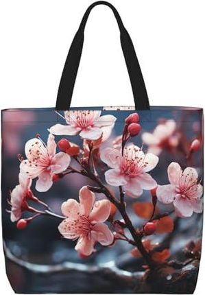 Generic Branches De Fleurs Sac &Agrave; Bandouli&egrave;re Pliable Tote Bag R&eacute;utilisable Sac Fourre-Tout Pour Travail Shopping Quotidienne