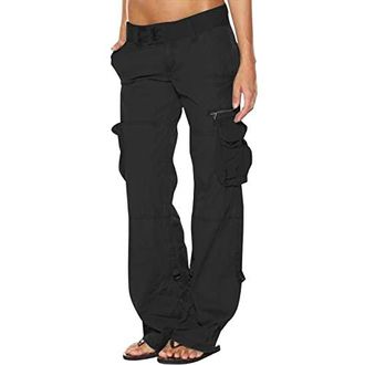 Generic Pantalon cargo taille basse pour femme - Pantalon de randonn&eacute;e d&eacute;contract&eacute; - Couleur unie - Confortable - Ample - Classique - Tendance - Grande taille