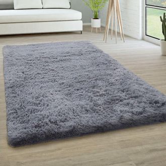 Paco Home Paco Home - Tapis De Salon Poils Longs Fausse Fourrure Shaggy Moelleux Monochrome 200x290 cm, Gris