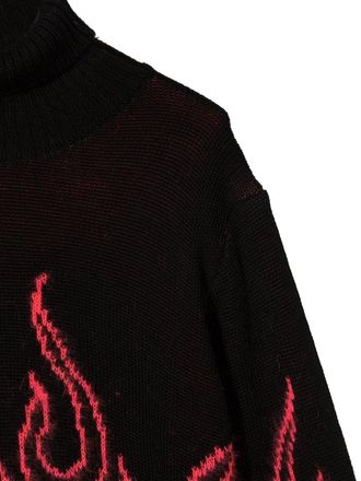 Vision Of Super Pink Flame Motif Mohair-Blend Jumper - Black