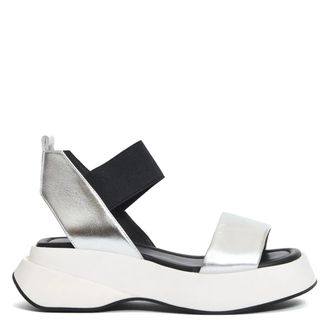 Elena Iachi Sandalen - Silver Leather Wedge Sandal - Gr. 40 (EU) - in Wei&szlig; - f&uuml;r Damen