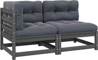 vidaXL 2-tlg. Garten-Lounge-Set mit Kissen Grau Kiefer Massivholz - Vidaxl