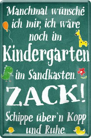 Generic Blechschild Manchmal w&uuml;nsche ich mir.. Kindergarten 20x30cm Geschenk Lustige Spr&uuml;che Feier Vintage Retro Geburtstag Deko Party &Uuml;berraschung Fan Waffen
