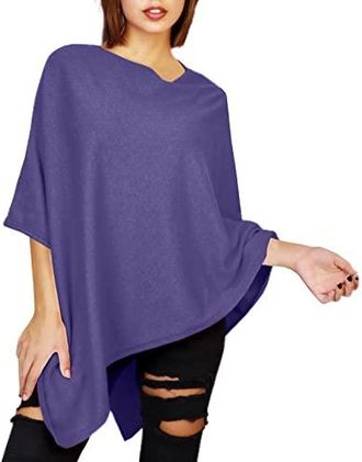 JOPHY & CO. Poncho pour femme en cachemire mélangé, aubergine, L
