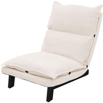 ML Design Bodenstuhl Beige, Bodensessel gepolstert, verstellbare R&uuml;ckenlehne, Leinenbezug, Stahlgestell, Loungesessel Sitzkissen Bodensofa Bodensitz