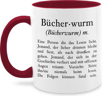 Shirtracer Tasse Tassen 325ml - Statement - B&uuml;cherwurm Definition I Buchliebhaber Geschenk B&uuml;cherwurm Geschenk f&uuml;r B&uuml;cherw&uuml;rmer Weihnachtsgeschenke Leseratten Ge