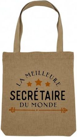 Fabulous Sac Shopping Tote Bag Aspect Lin - La Meilleure Secr&eacute;taire du Monde Collegue Entreprise Retraite - Sac de Courses Toile Epaisse 360g Beige Naturel Cab