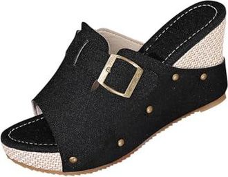 Generic Sandales compens&eacute;es &agrave; bout ouvert pour femme - Grande taille - Couleur unie - Boucle antid&eacute;rapante - Respirante - D&eacute;contract&eacute;e - Chaussures d&eacute;t&eacute; et de