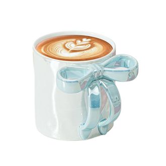 Generico Kaffeetasse mit Schleife, moderne Keramikbecher, spülmaschinenfest, vielseitig einsetzbar, großes Fassungsvermögen, für Küche und Getränke wie Orangen