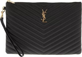 Saint Laurent Clutches - Monogram Pouch Quilted Leather - Gr. unisize - in Schwarz - f&uuml;r Damen