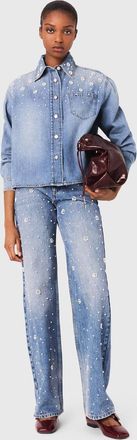 Maje Jeanshemd Mit Perlenstickerei - Blau - Maje