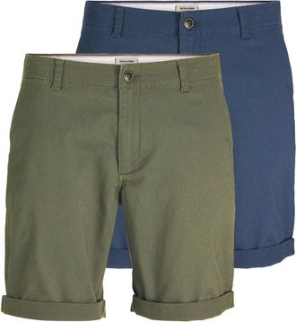 Jack & Jones Herren JPSTENZO JJCHINO Shorts 2er Pack, Kurze Hose, Dusty Olive/Dark Denim, XXXL