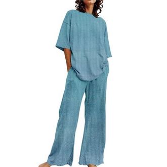 Generic Ensemble de v&ecirc;tements de d&eacute;tente pour femme - Imprim&eacute; de No&euml;l mignon - Ensemble ample &agrave; manches longues - Ensemble deux pi&egrave;ces pour femme - Ensemble d