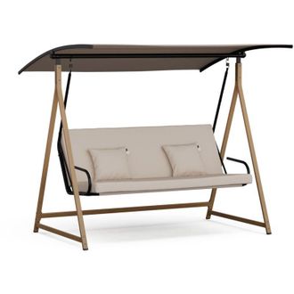 Blumfeldt Blumfeldt Salon de jardin, balancelle avec positions ajustables et matelas epais, durable pour 3 personnes (240 kg), chassis haut de gamme et parasol