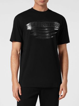 Plein Sport T-shirt &agrave; col rond en coton avec logo imprim&eacute; ton sur ton