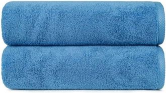 Amazon Basics Lot de 2 Serviettes de bain, draps de douche 100 % coton pour salle de bain, s&eacute;chage rapide, absorbants, 70 x 140 cm, Bleu Lagon