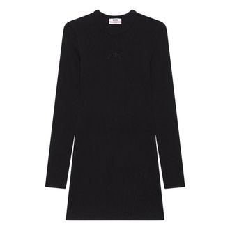 GCDS Gcds - Robe Longsleeve Logo Lounge en C&ocirc;tel&eacute; - Femme - Robes - Noir - Taille: 40 FR