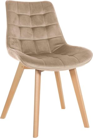 Clp Stuhl Brook I Esszimmerstuhl Mit Steppmuster Auf Samt Bezug I Vierfußgestell Aus Holz, Farbe:braun