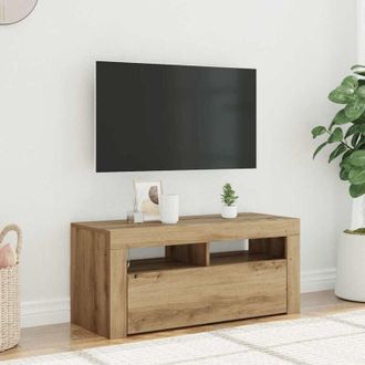 vidaXL Vidaxl - TV-Schrank mit LED-Leuchten Artisan-Eiche 90x35x40 cm